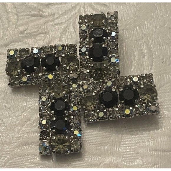 Estate | Jewelry | Vintage Brooch Art Deco Jet Black Glass Aurora ...